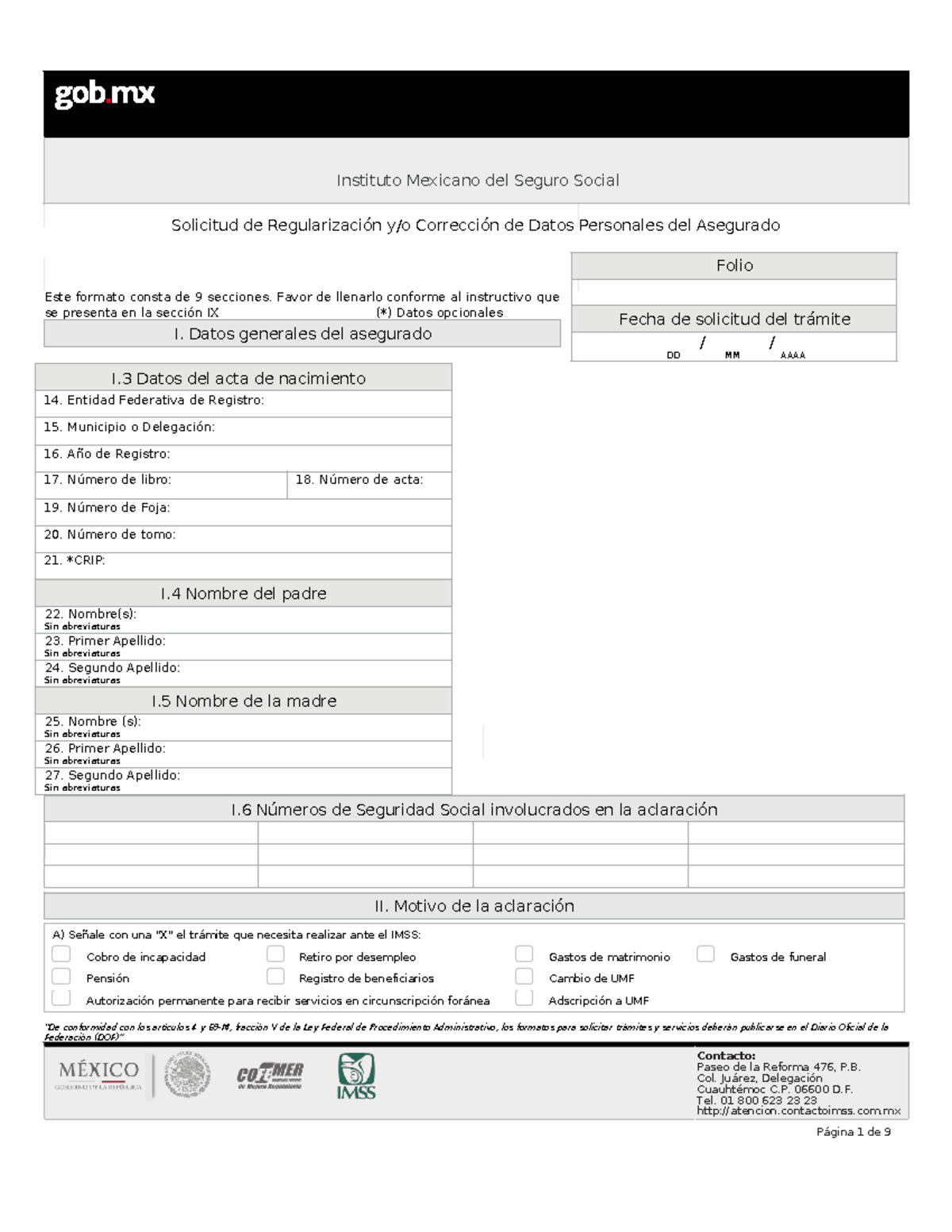 Solicitud de Regularización y Corrección de Datos Personales IMSS - Studocu