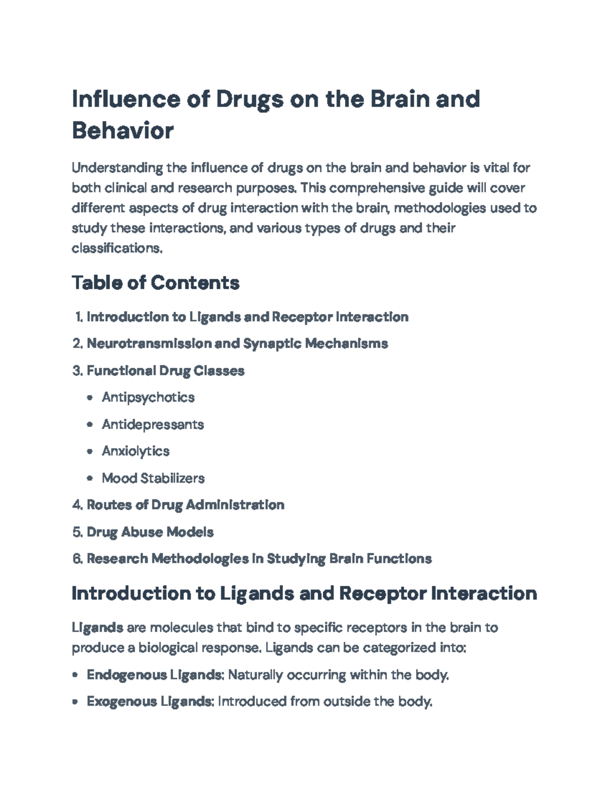 Influence of Drugs on the Brain and Behavior: A Comprehensive Guide ...