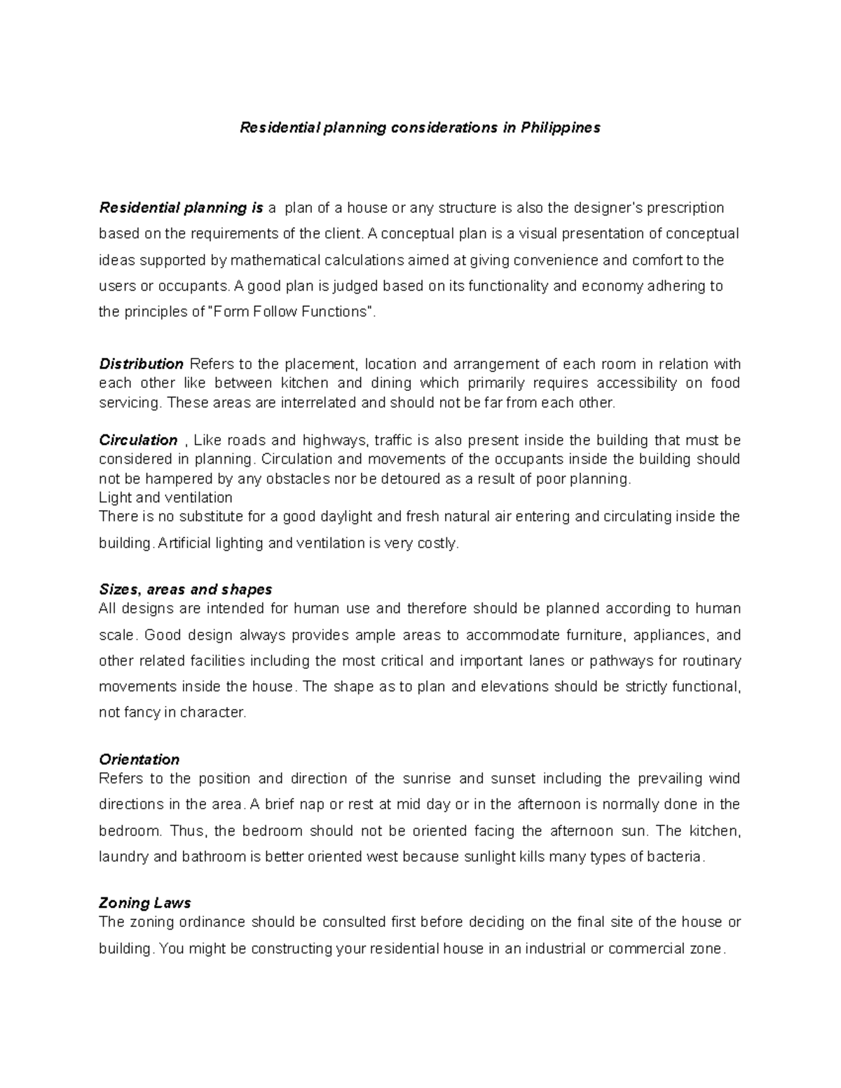 Residential Planning Considerations in PH: Key Design Factors - Studocu