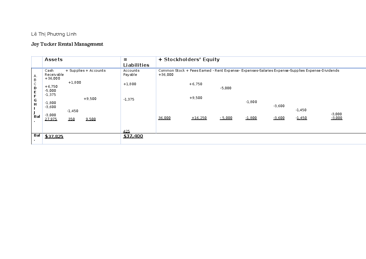 Joy Tucker Rental Management Financial Statements Analysis (21DH120775 ...