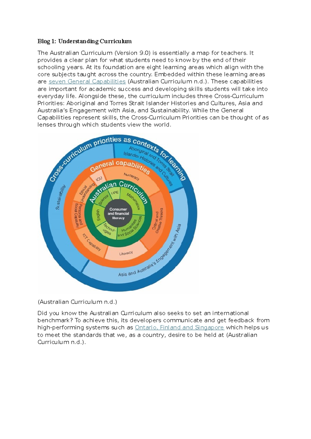 Assessment Task 1: Exploring the Australian Curriculum & Active ...