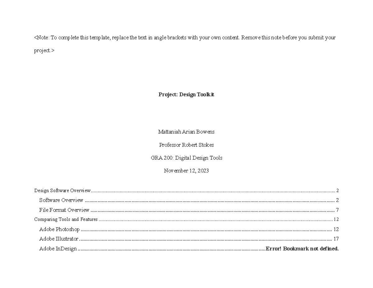 Comparing Tools and Features Draft