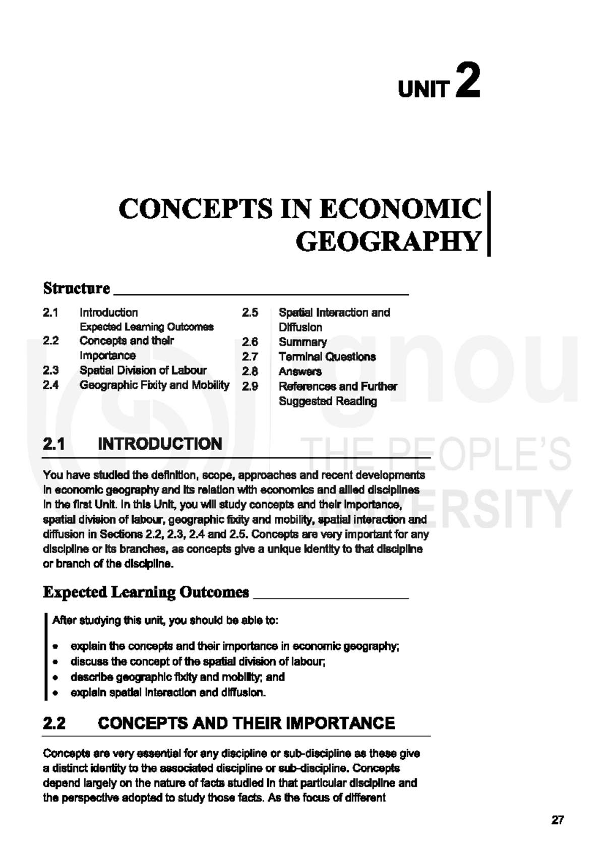 UNIT 2: CONCEPTS IN ECONOMIC GEOGRAPHY - Key Ideas and Insights - Studocu