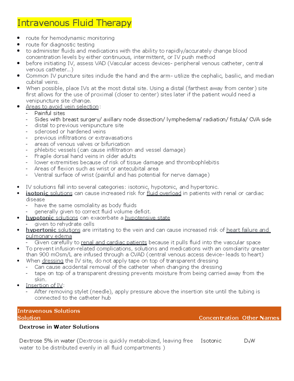 Notes Intravenous Fluid Therapy - Intravenous Fluid Therapy route for ...