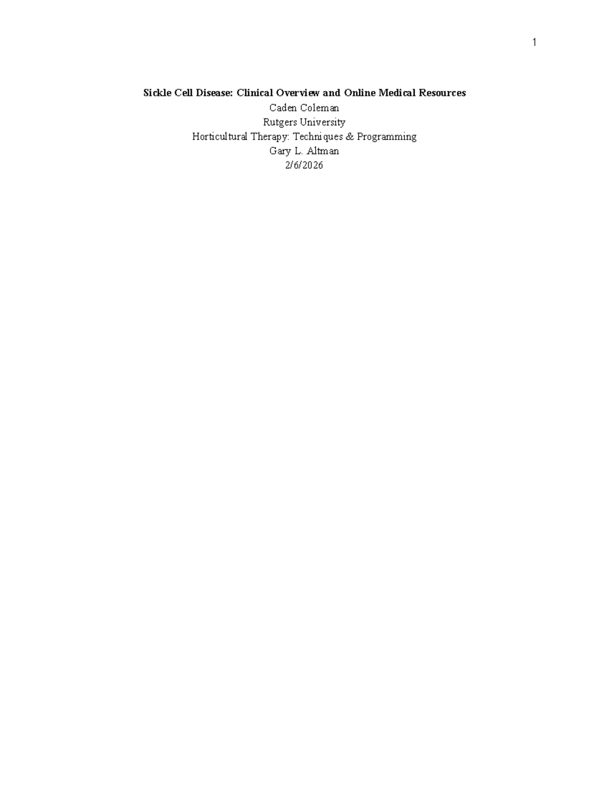 Sickle Cell Disease (SCD): Clinical Overview & Treatment Techniques ...