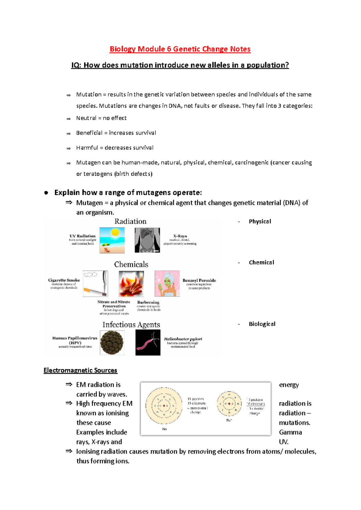 Biology Module 6: Genetic Change and Mutation Effects on Populations ...