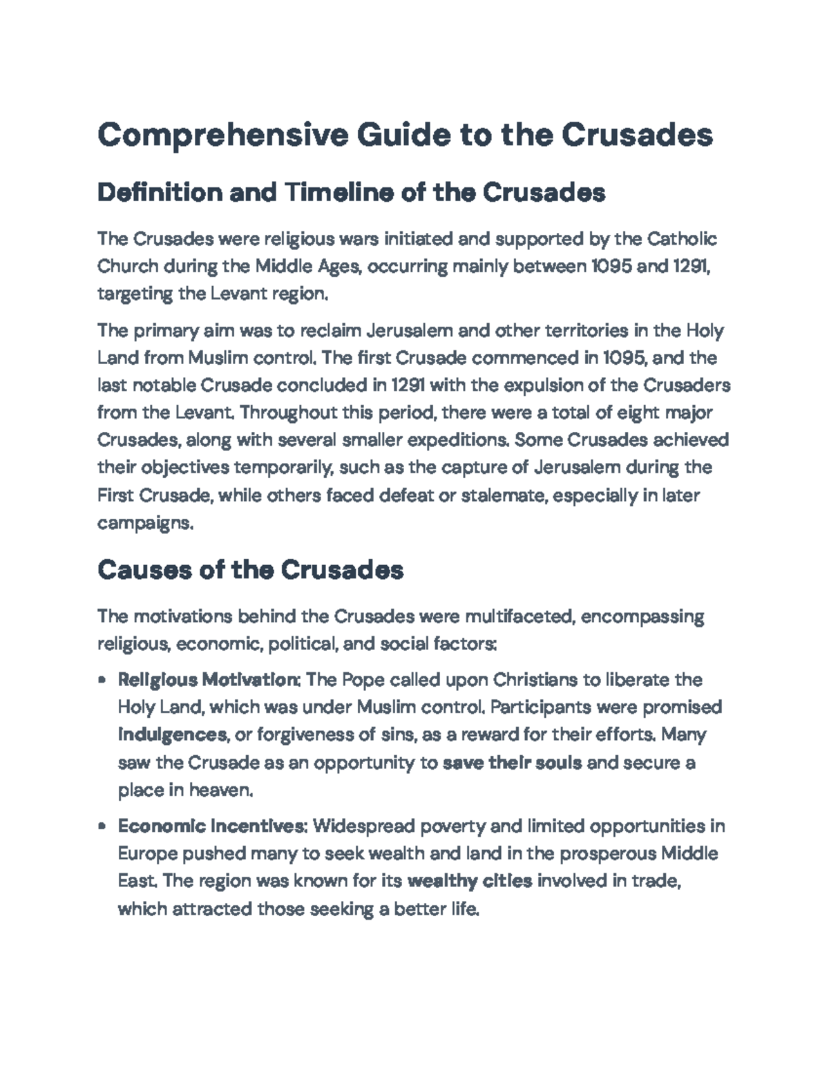 Comprehensive Overview of the Crusades: Causes, Impacts, and Timeline ...