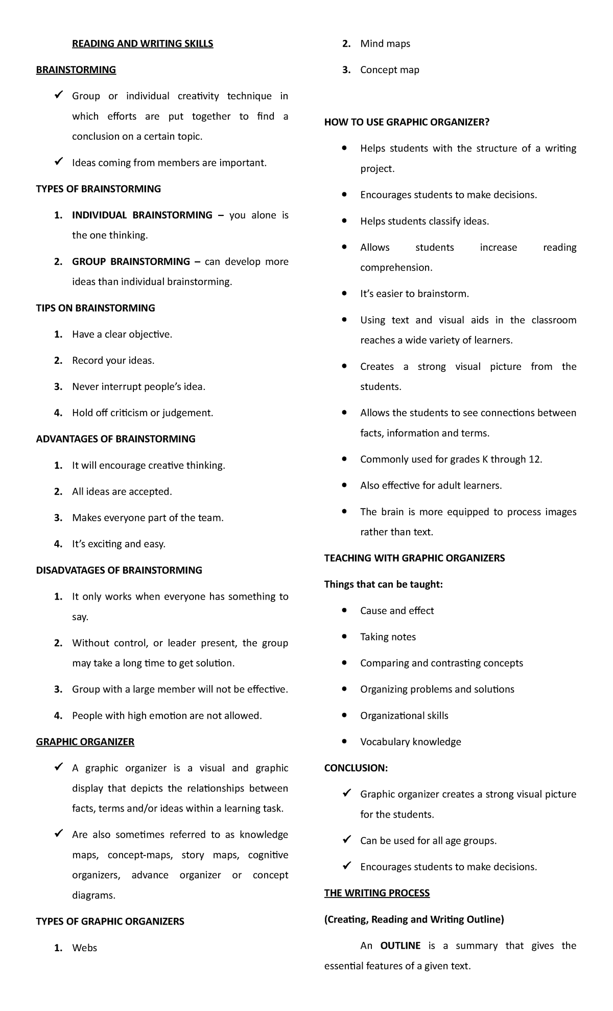 Grade-11 - lecture - READING AND WRITING SKILLS BRAINSTORMING Group or ...