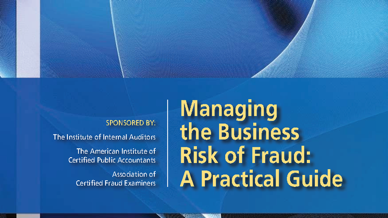 Managing the Business Risk of Fraud: A Practical Guide (IIA, AICPA ...
