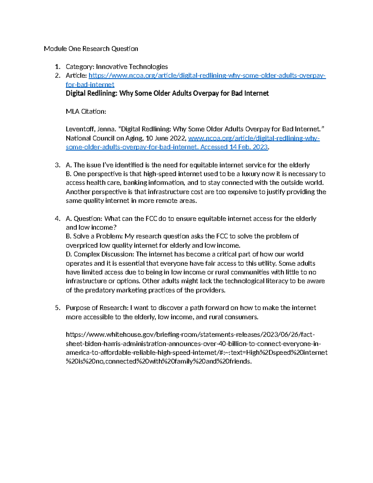 ENG 190 Module One Research Question - Module One Research Question 1 ...