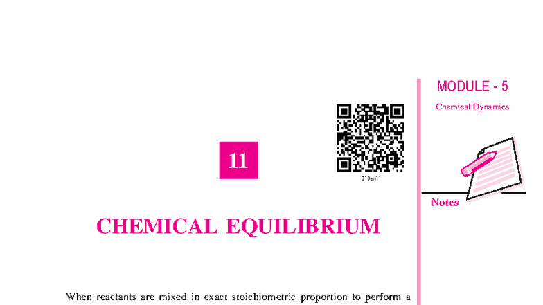 MODULE 5: Chemical Equilibrium & Dynamics Notes (CHEM 313) - Studocu