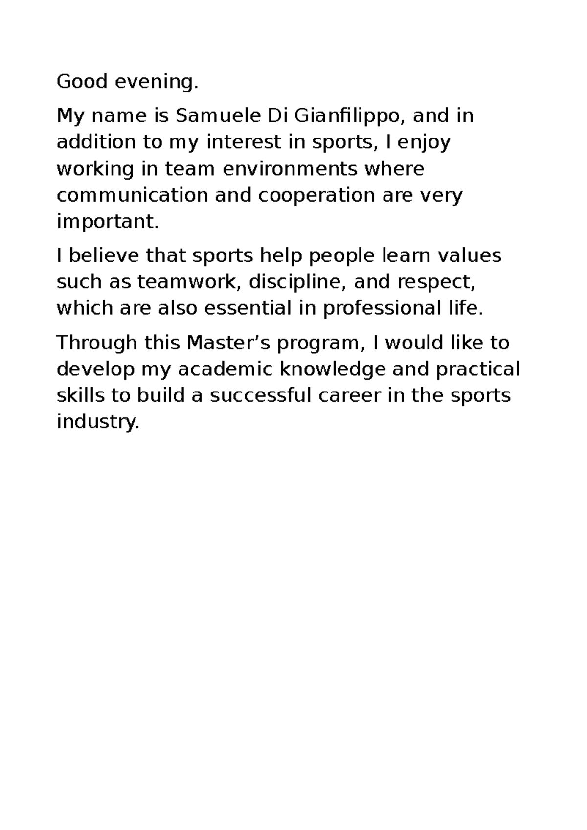 Documento - Appunti - Psicologia Generale e Dello Sport - Good evening ...