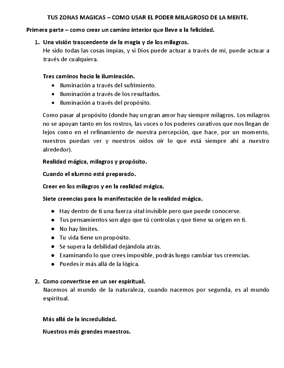 TUS ZONAS MÁGICAS: CÓMO UTILIZAR EL PODER DE LA MENTE - Studocu