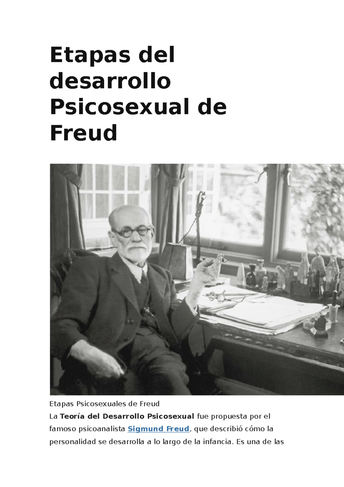 Etapas del Desarrollo Psicosexual según Freud: Análisis Completo - Studocu