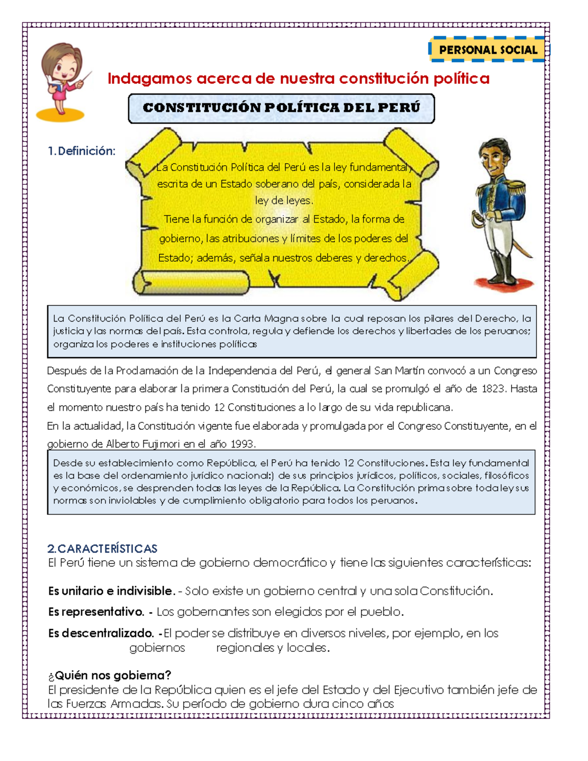Ficha DE Trabajo 2- Constitución DEL Estado - Indagamos acerca de ...