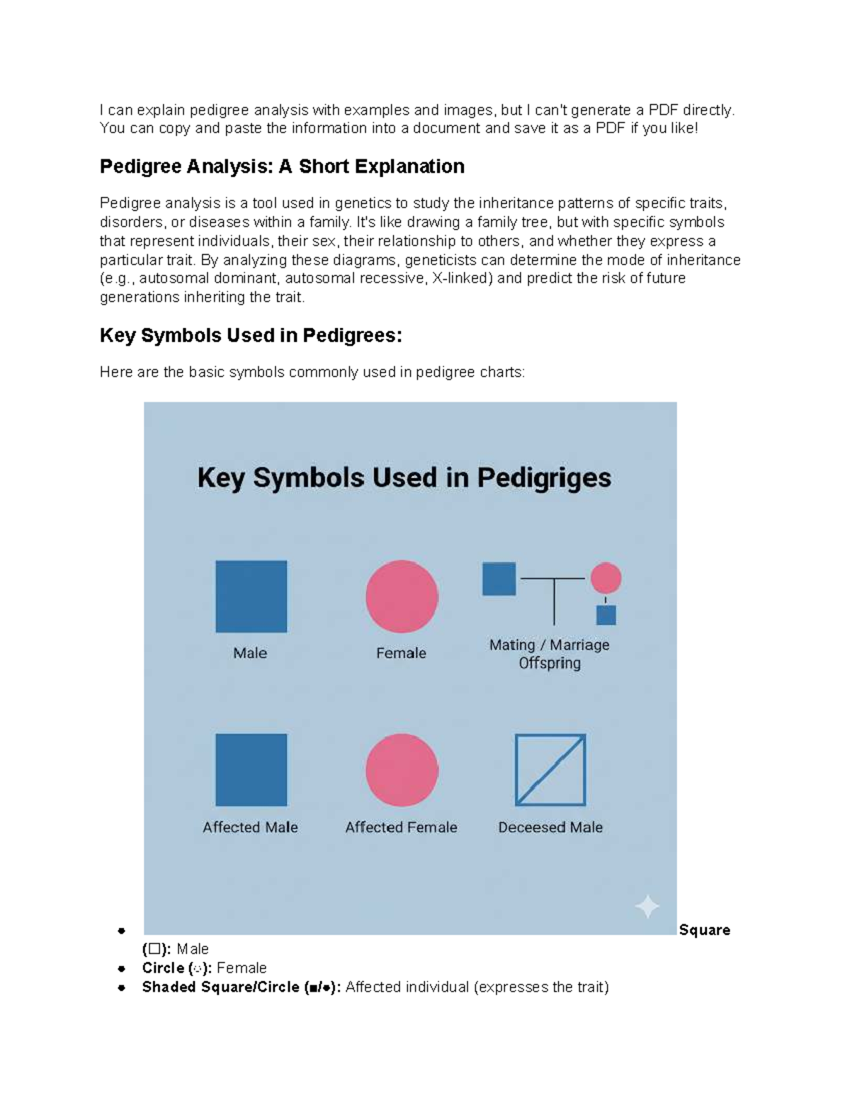 Genetics 101: Short Guide to Pedigree Analysis with Examples - Studocu