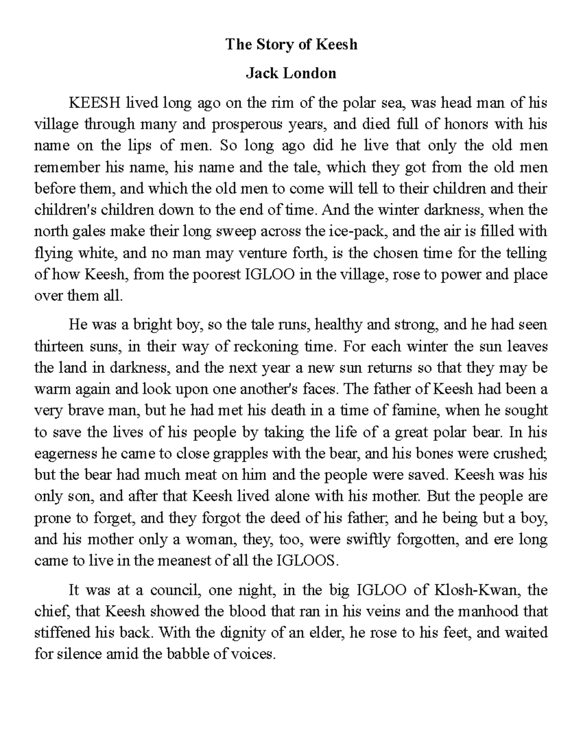 The Story of Keesh: An Analysis of Leadership and Ingenuity - Studocu