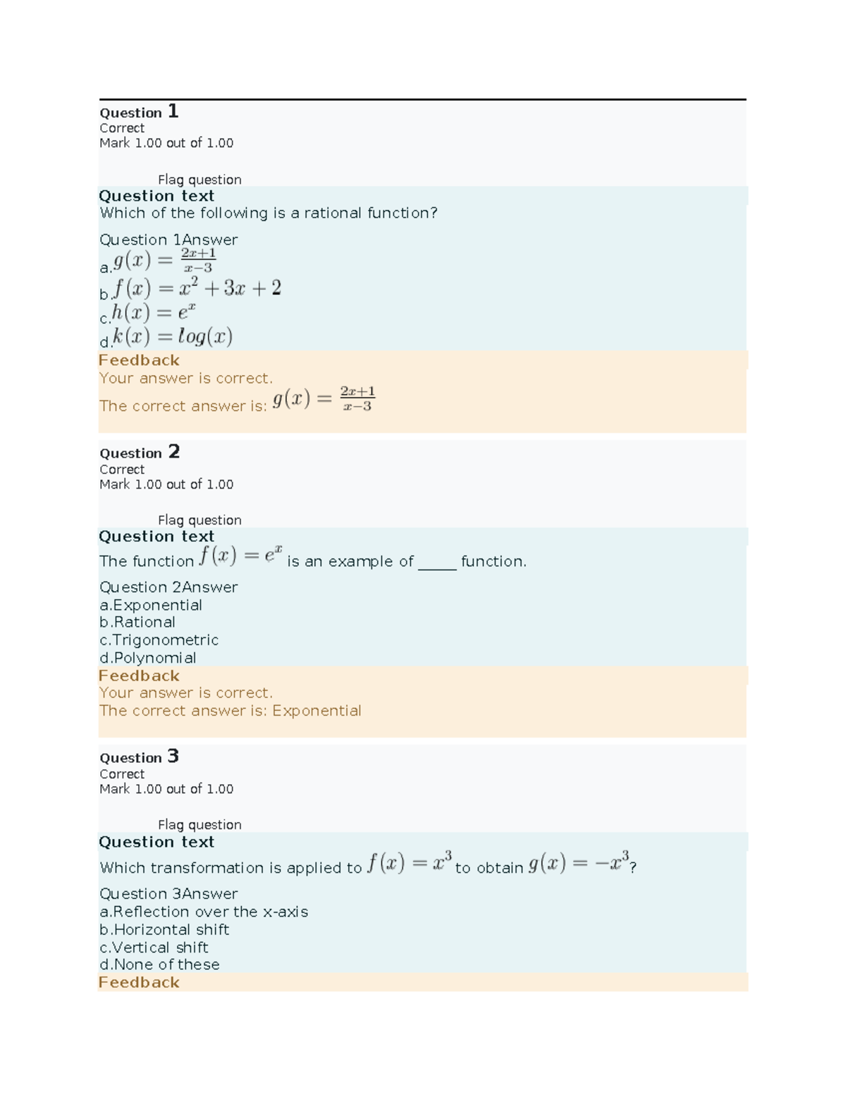 Self-Quiz Unit 1: Rational Functions and Transformations (MATH 1211 ...