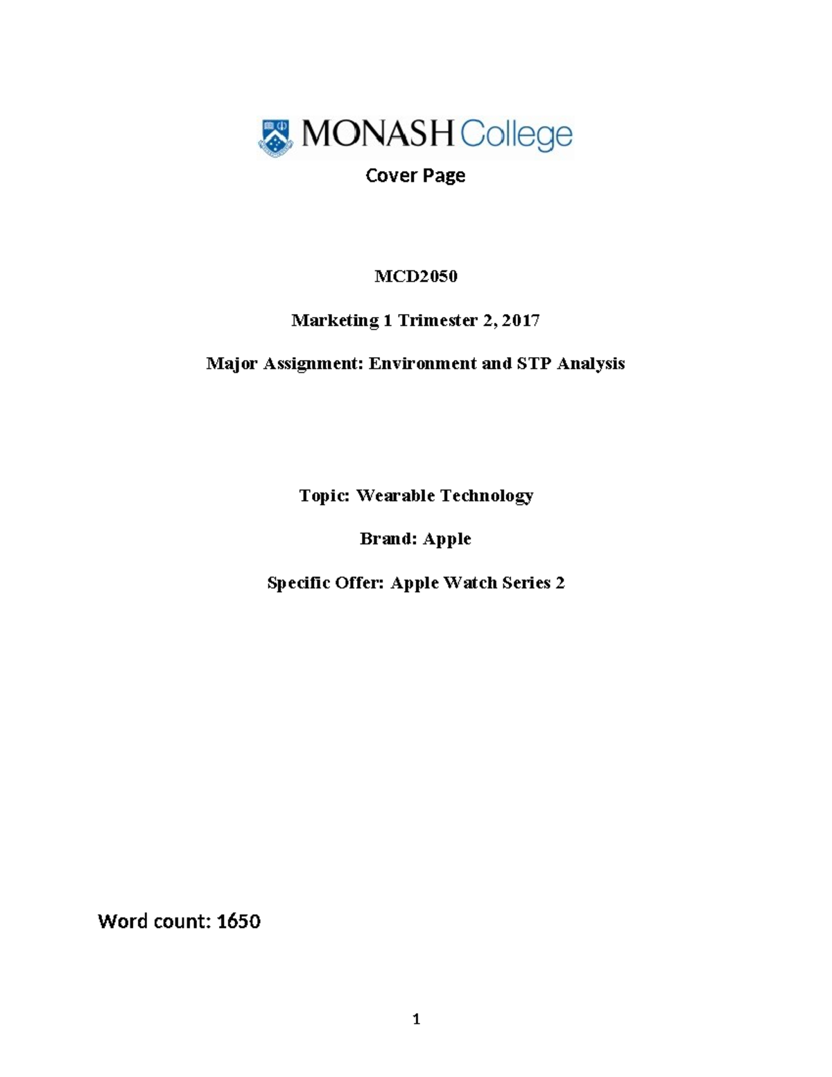 MCD Marketing Assignment: Environment & STP Analysis of Apple Watch ...