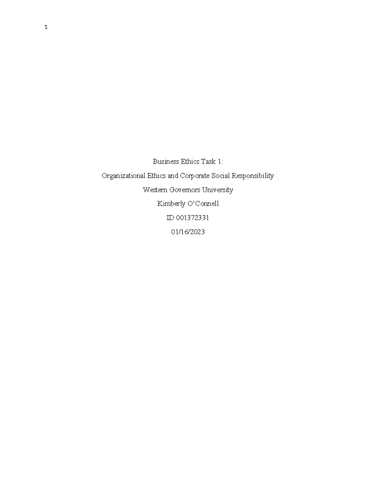 C717 Business Ethics Task 1: Organizational Ethics & CSR Analysis - Studocu