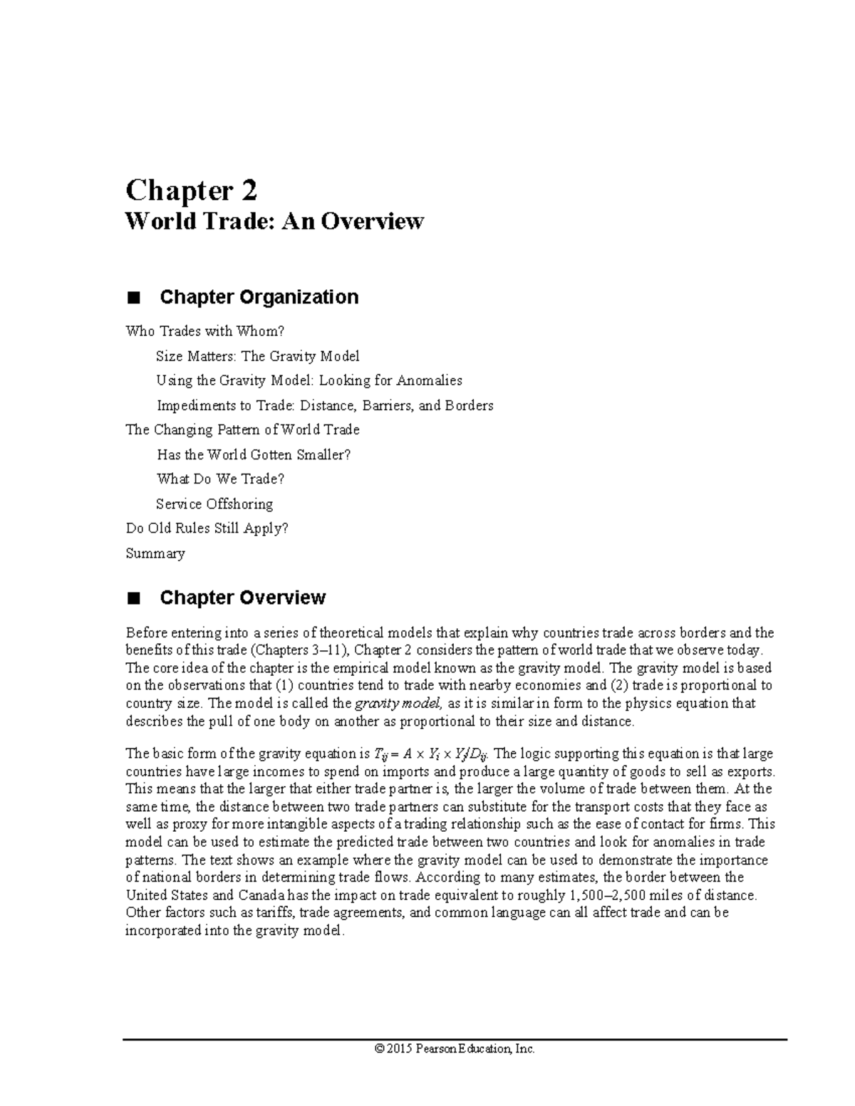 Chapter 2: World Trade Overview & Gravity Model Insights (INTLECON 10 IM) - Studocu