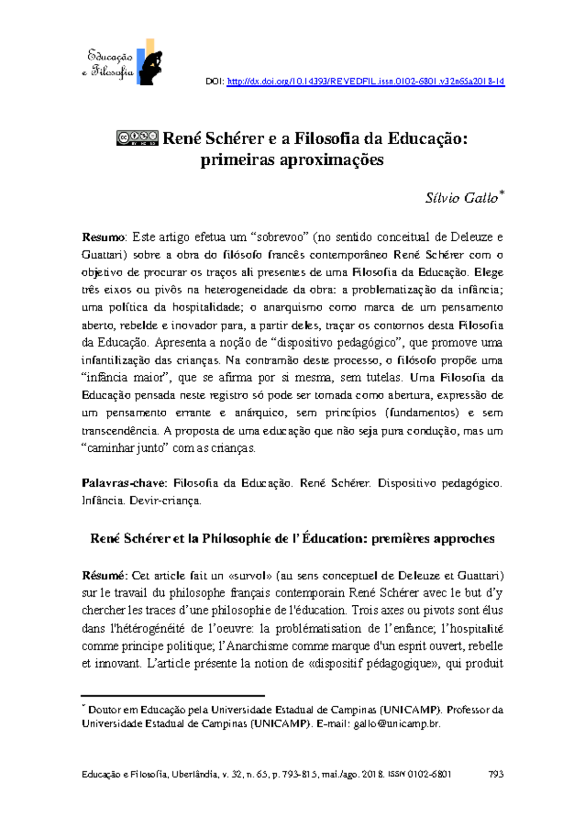 René Schérer e a Filosofia da Educação - primeiras aproximações ...