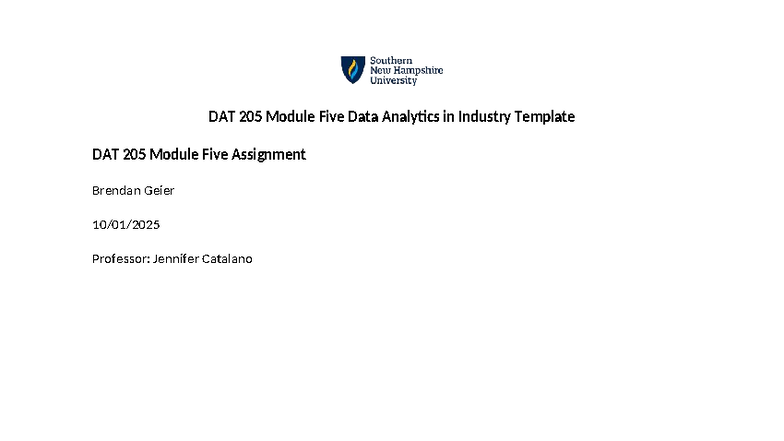 DAT 205 Module 5 Assignment: Data Analytics in Healthcare - Studocu