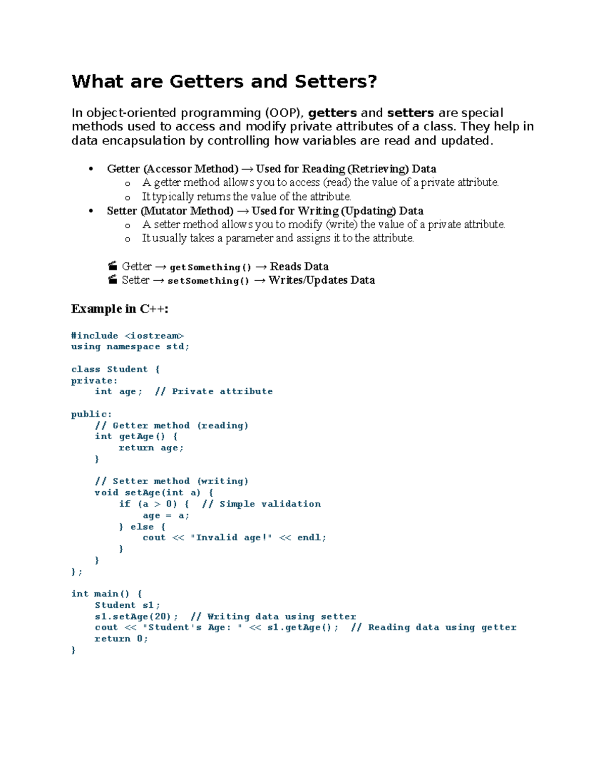 Getter And Setter Oop What Are Getters And Setters In Object Oriented Programming Oop