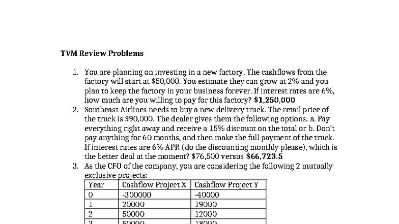 TVM Review Problems - Part 2 Notes - Studocu