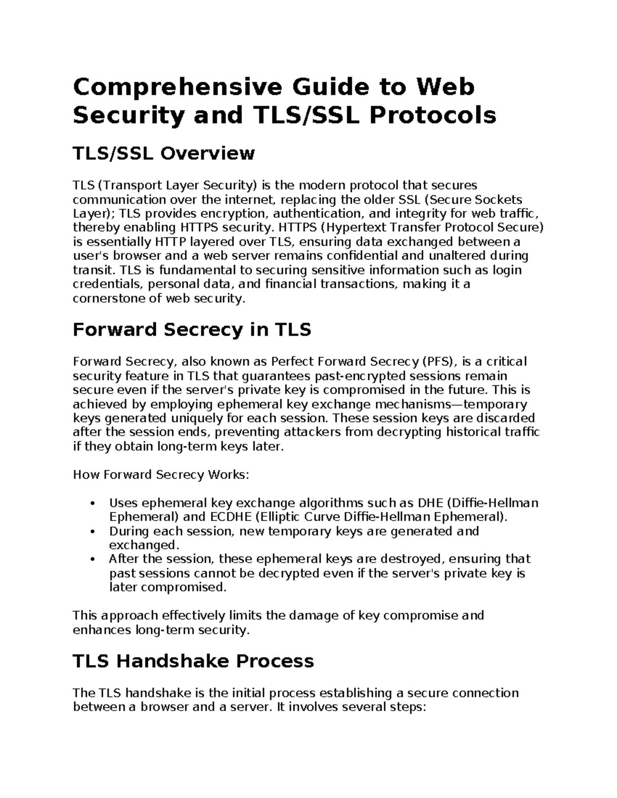 Summary of TLS Protocols for Cryptography Students - Studocu