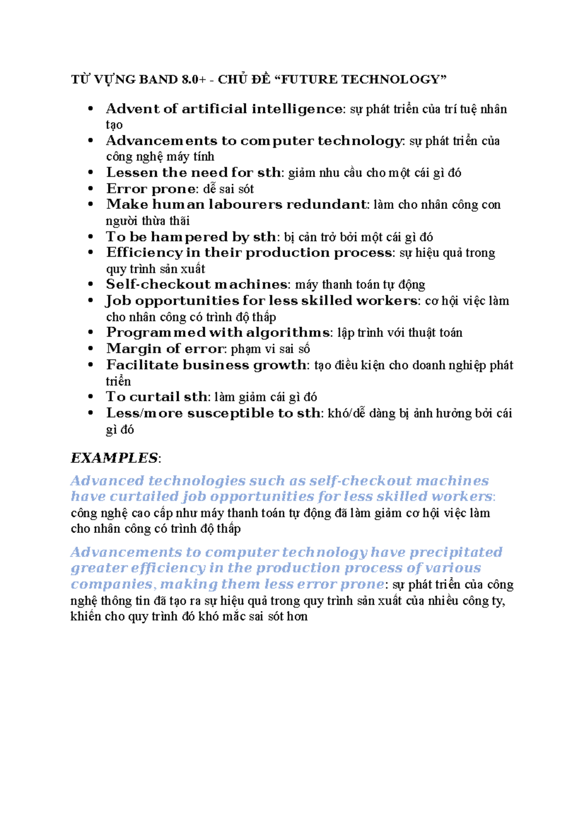 Vocab BAND 8 Future Technology - TỪ VỰNG BAND 8+ - CHỦ ĐỀ “FUTURE ...