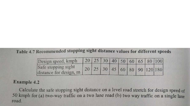 TE - 2nd UNIT Problems: Stopping Sight Distance Calculations - Studocu