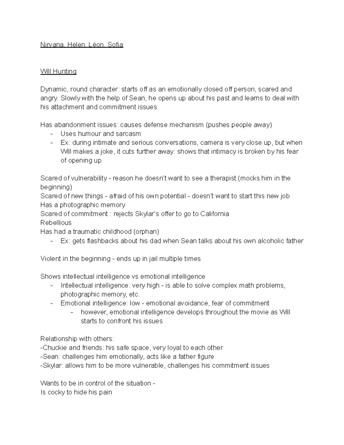 Film Analysis: Good Will Hunting (ENG 101) - Character Development ...