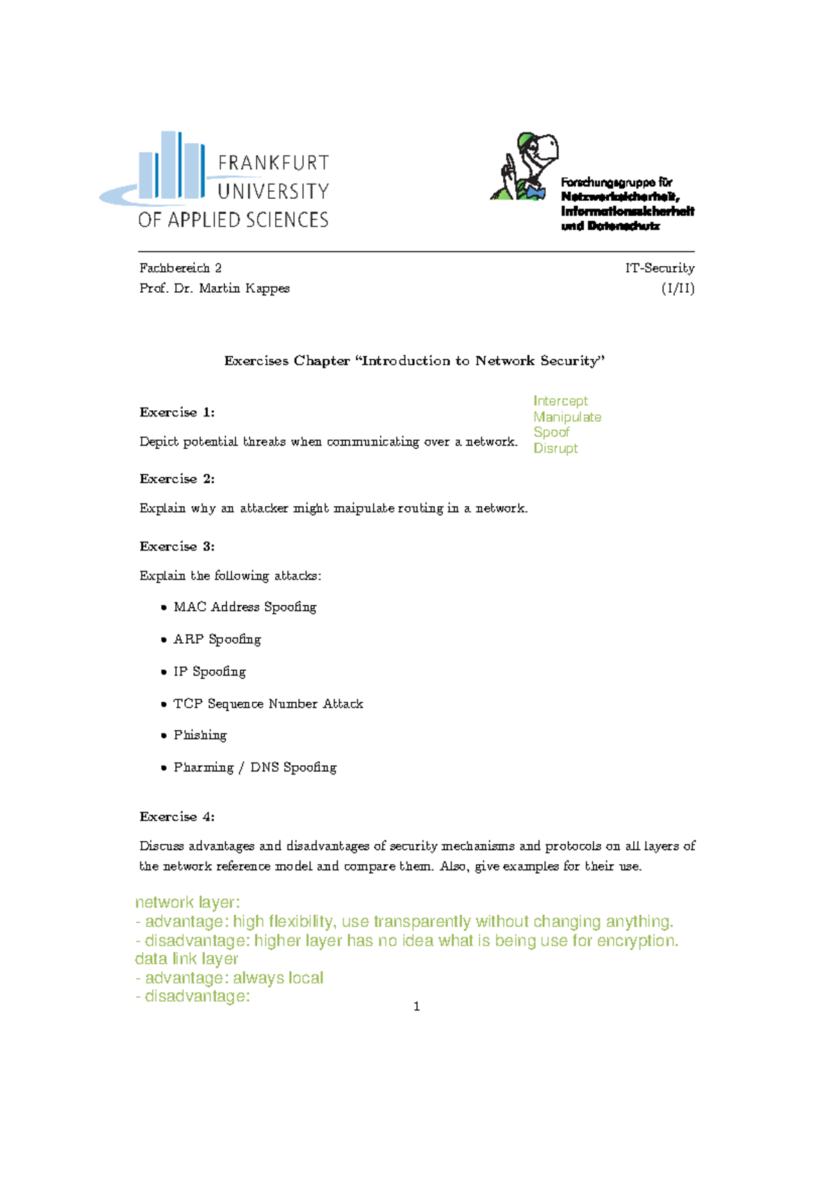 Chapter 8 exercise - Fachbereich 2 IT-Security Prof. Dr. Martin Kappes ...