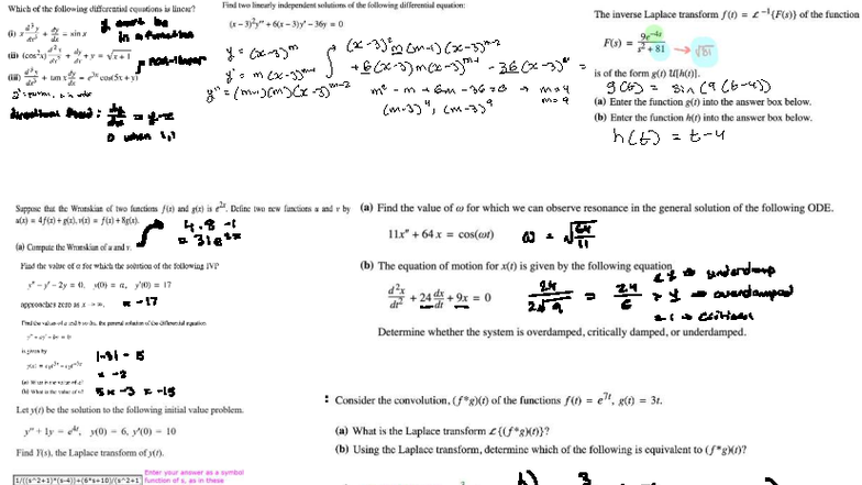 Calc 3 - Calculus cheat sheet - I can't be in a function (x - 3)m (m ...