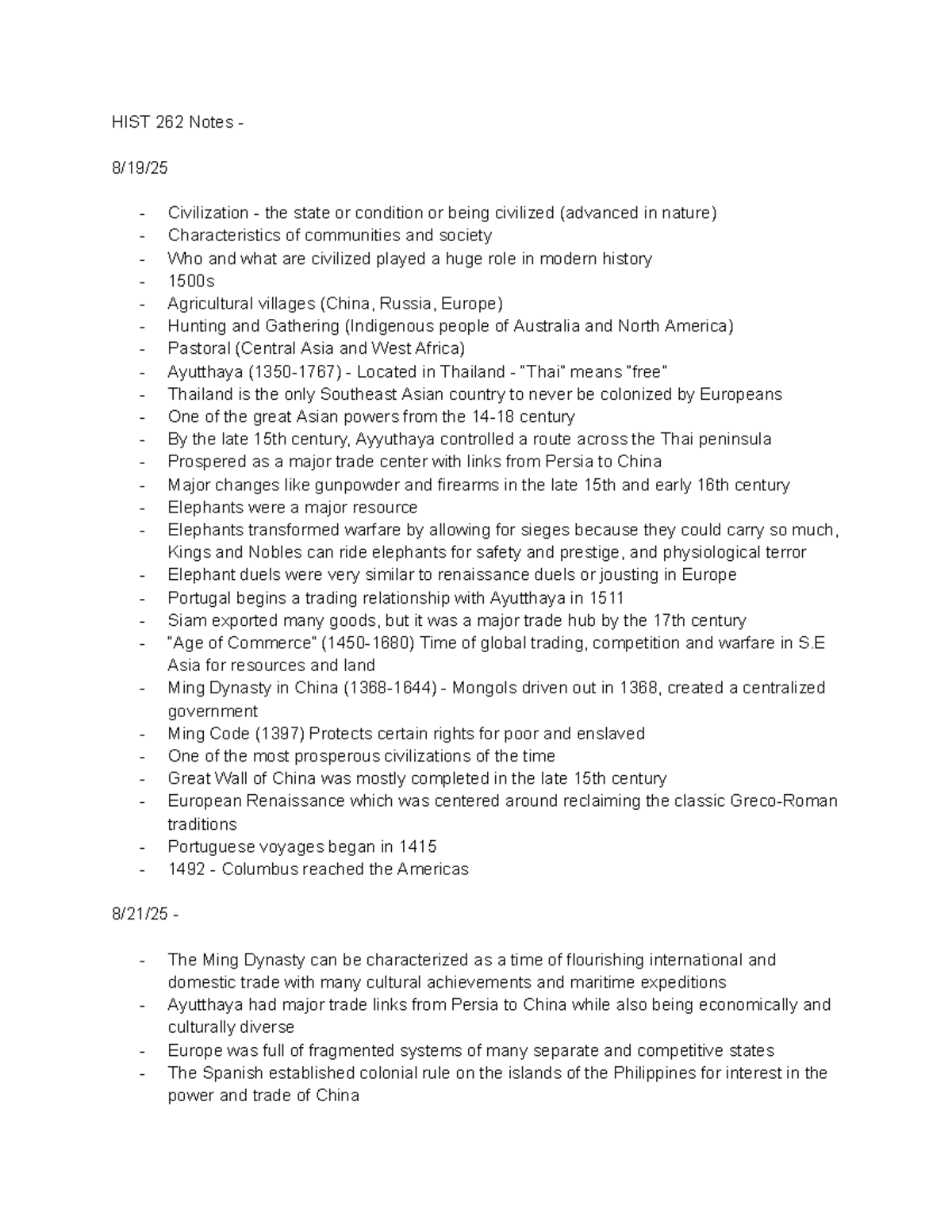 HIST 262 Lecture Notes: Civilization and Trade Dynamics - Studocu