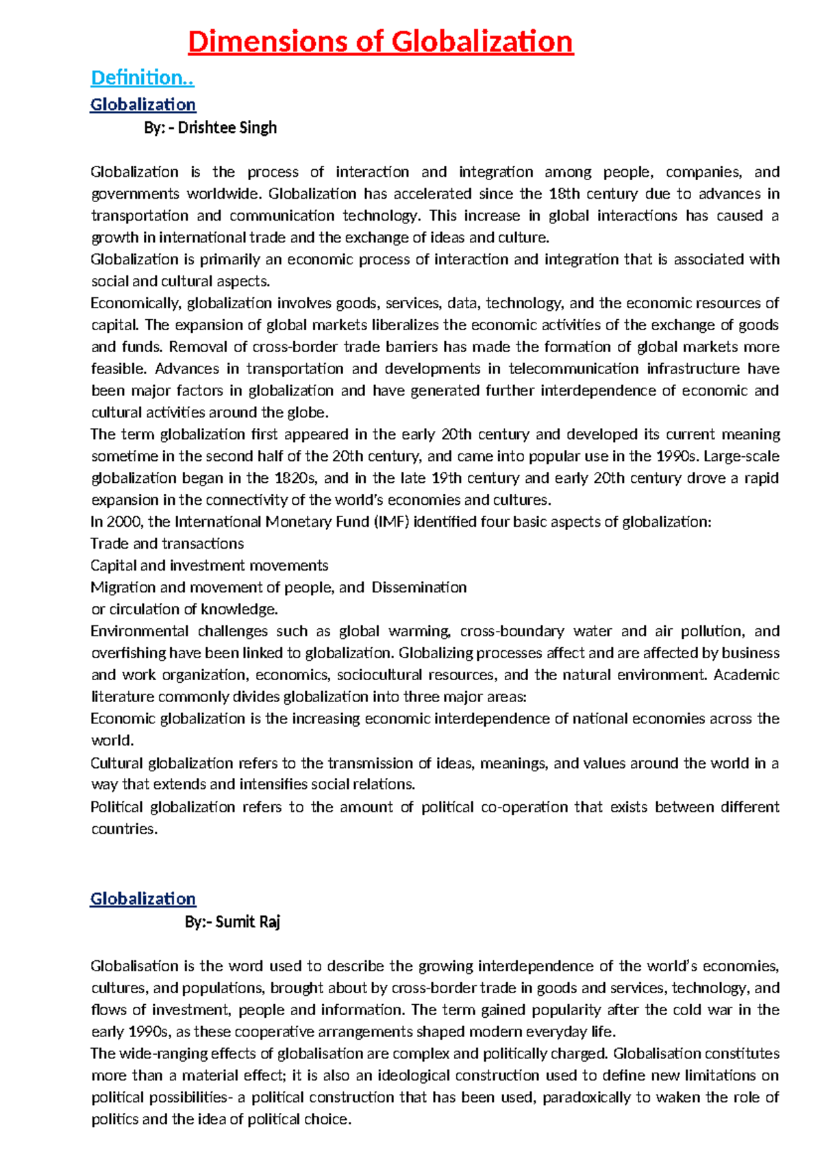 Dimensions of Globalization: Economic, Political, and Cultural Insights ...