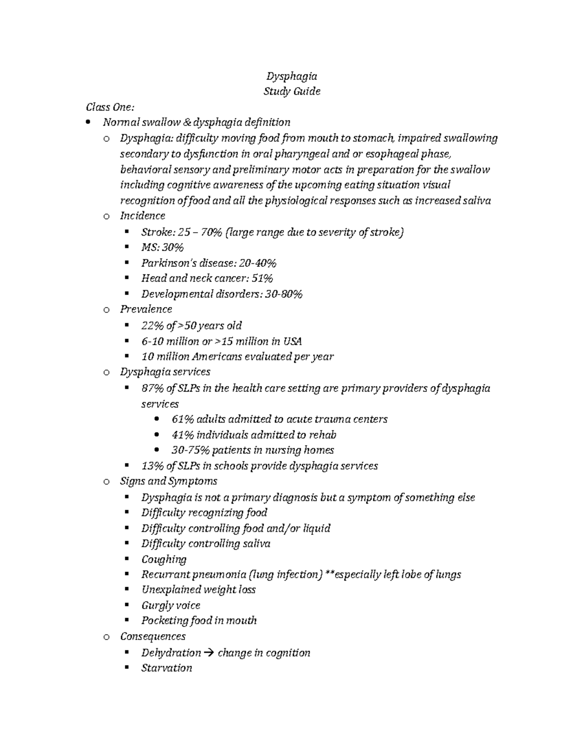 Dysphagia Study Guide (Course Code: SLP 100) - Understanding Swallowing ...