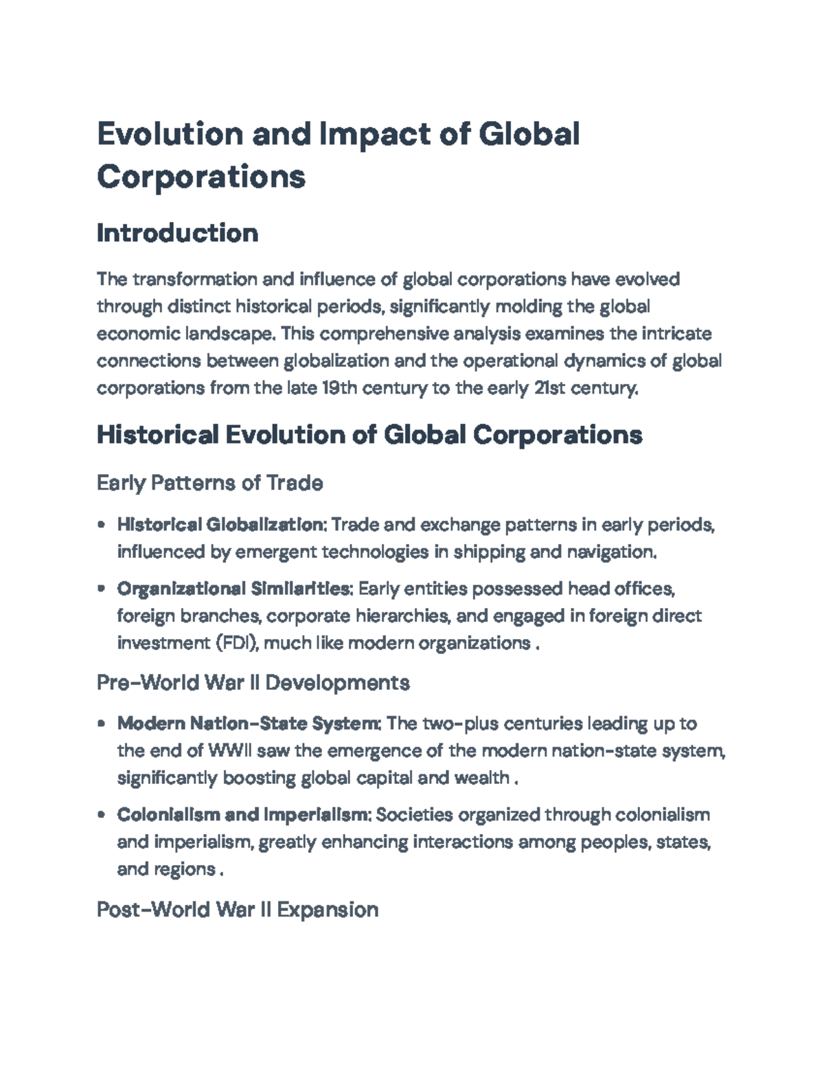 Evolution and Impact of Global Corporations: A Comprehensive Analysis ...