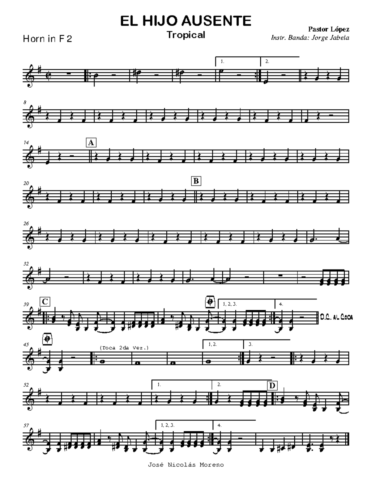 El Hijo Ausente - Horn in F 2 - Musical Score Analysis - Studocu