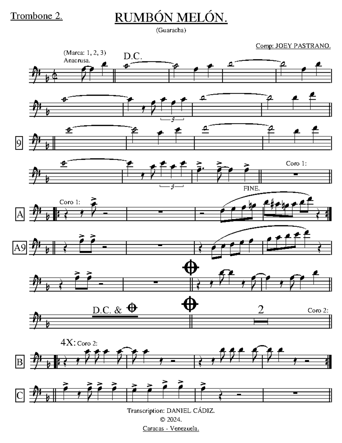 04) Trombone 2 - Rumbón Melón - (Marca: 1, 2, 3) Anacrusa. - Studocu