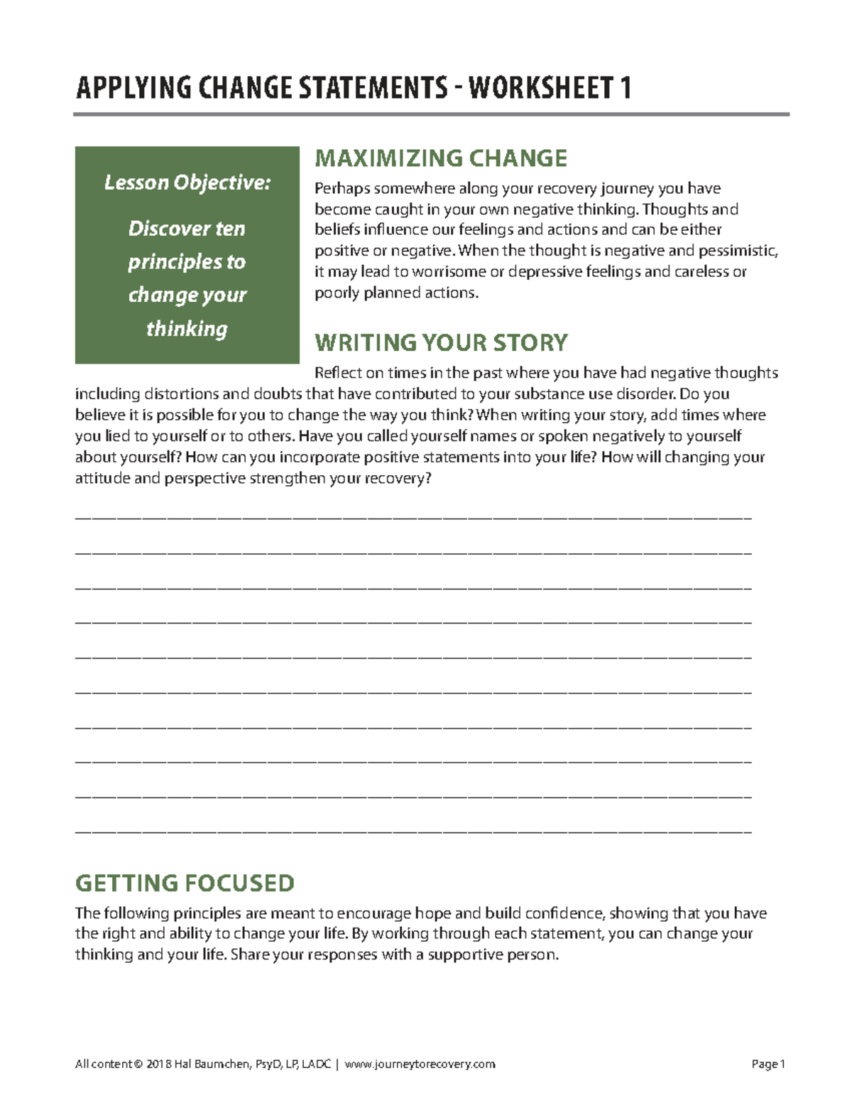 Applying Change Statements Worksheet 1: Principles for Positive ...