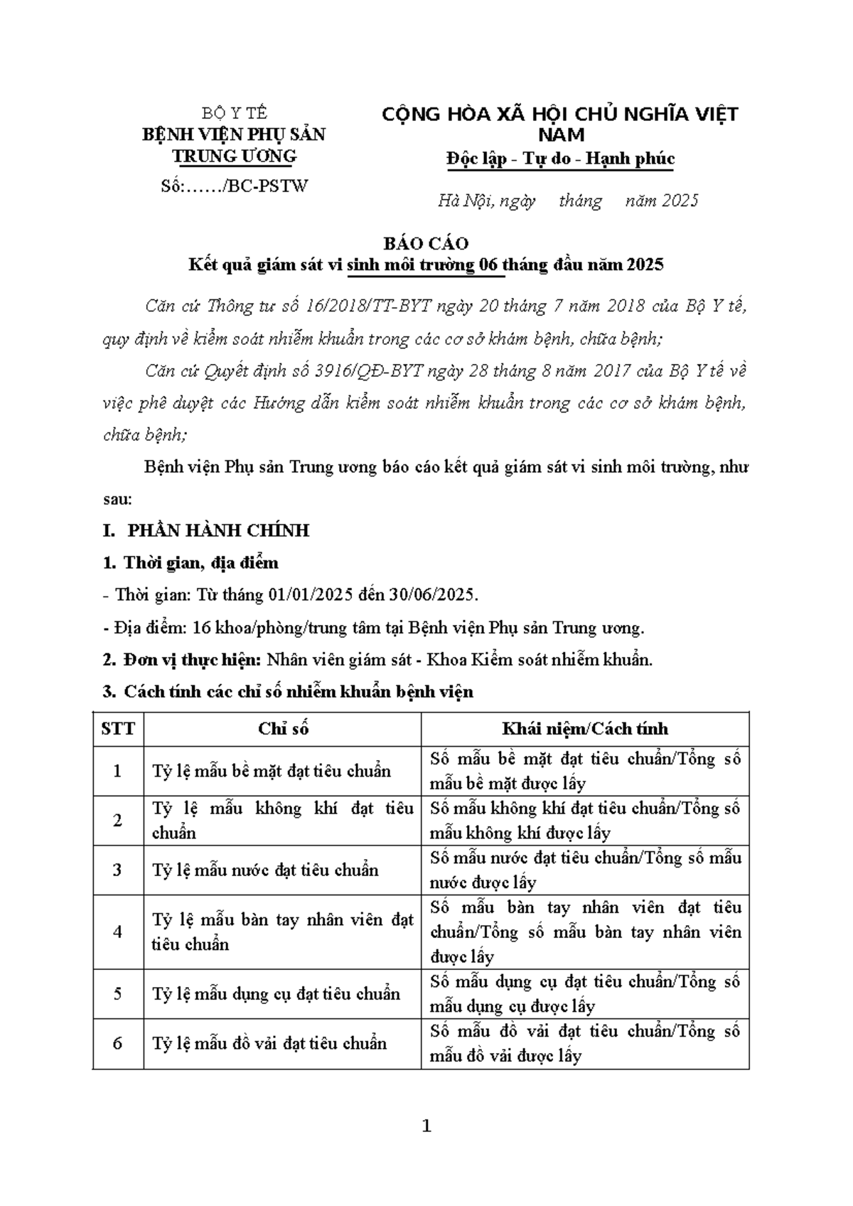 Báo cáo Kết quả Giám sát Vi sinh Môi trường 6 tháng đầu năm 2025 - Studocu