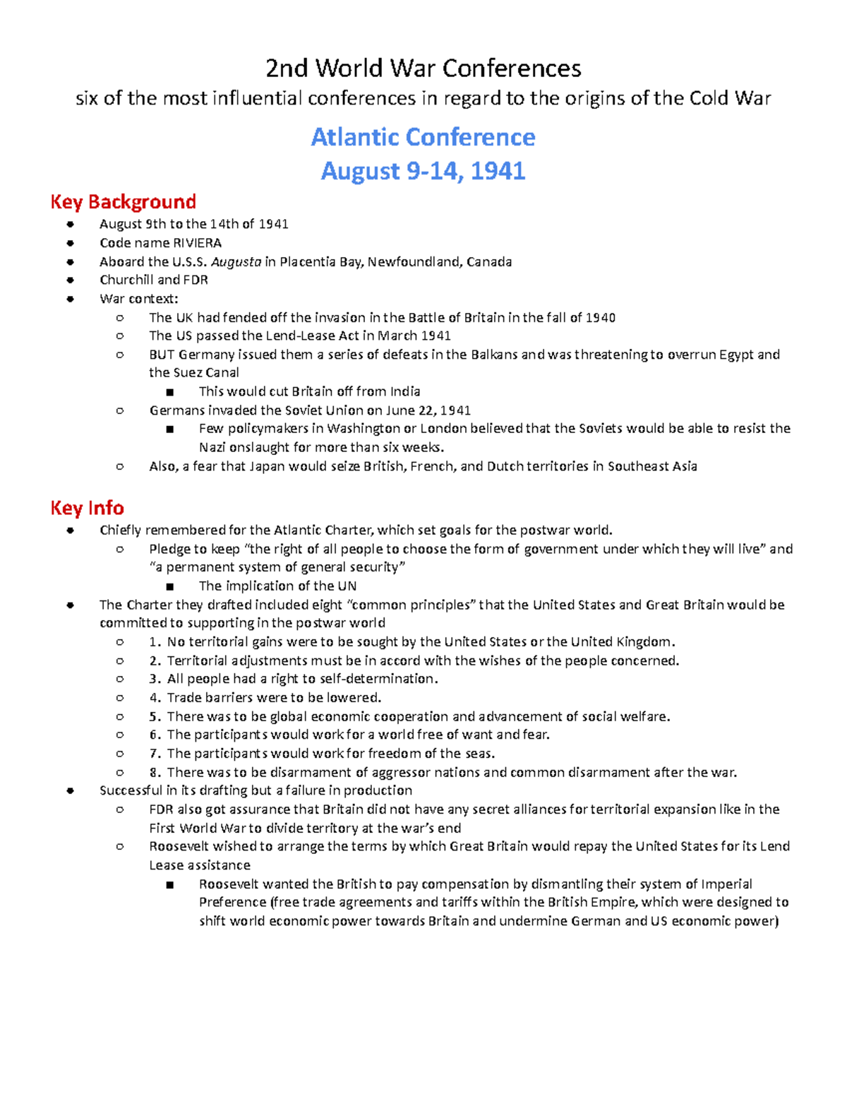Influential World War II Conferences: Key Outcomes and Impacts - 2nd ...