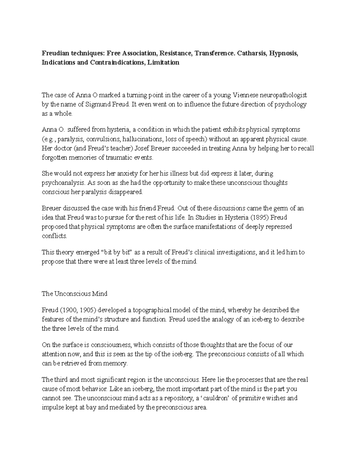 Module 2: Psychodynamic Theories & Free Association Techniques - Studocu