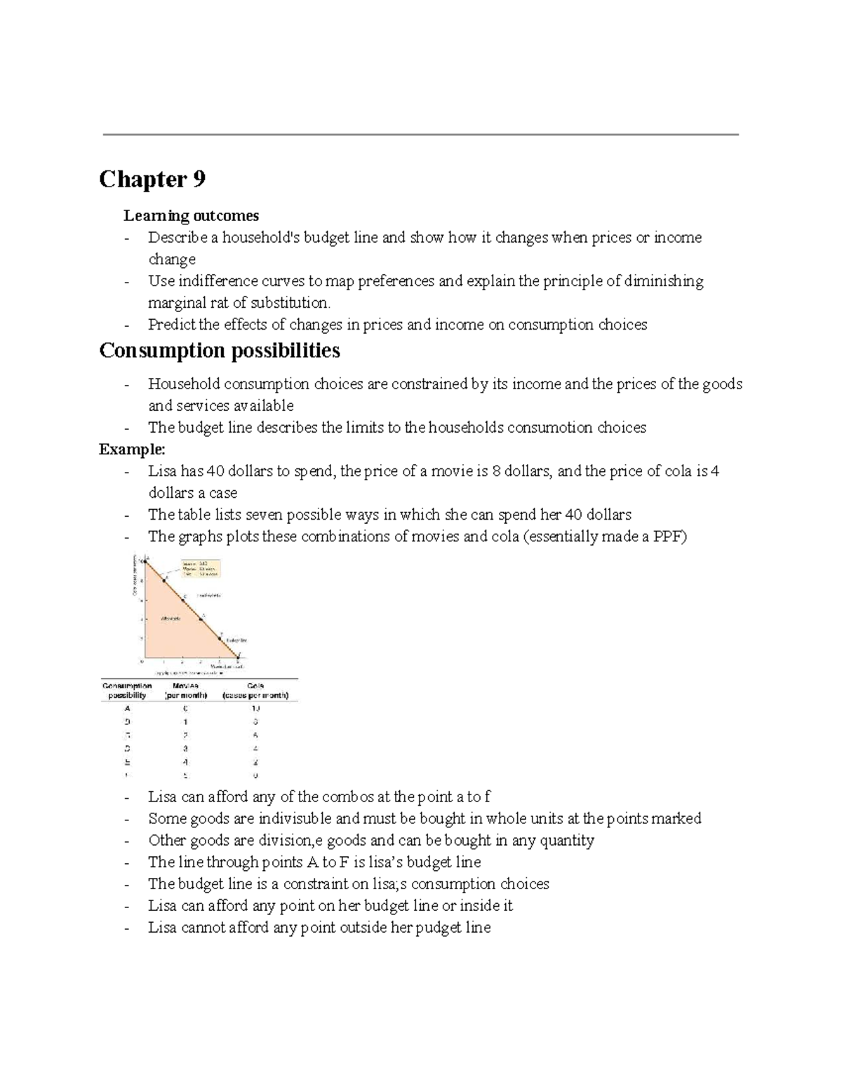 Chap 9 - Budget Lines, Indifference Curves & Consumption Choices - Studocu