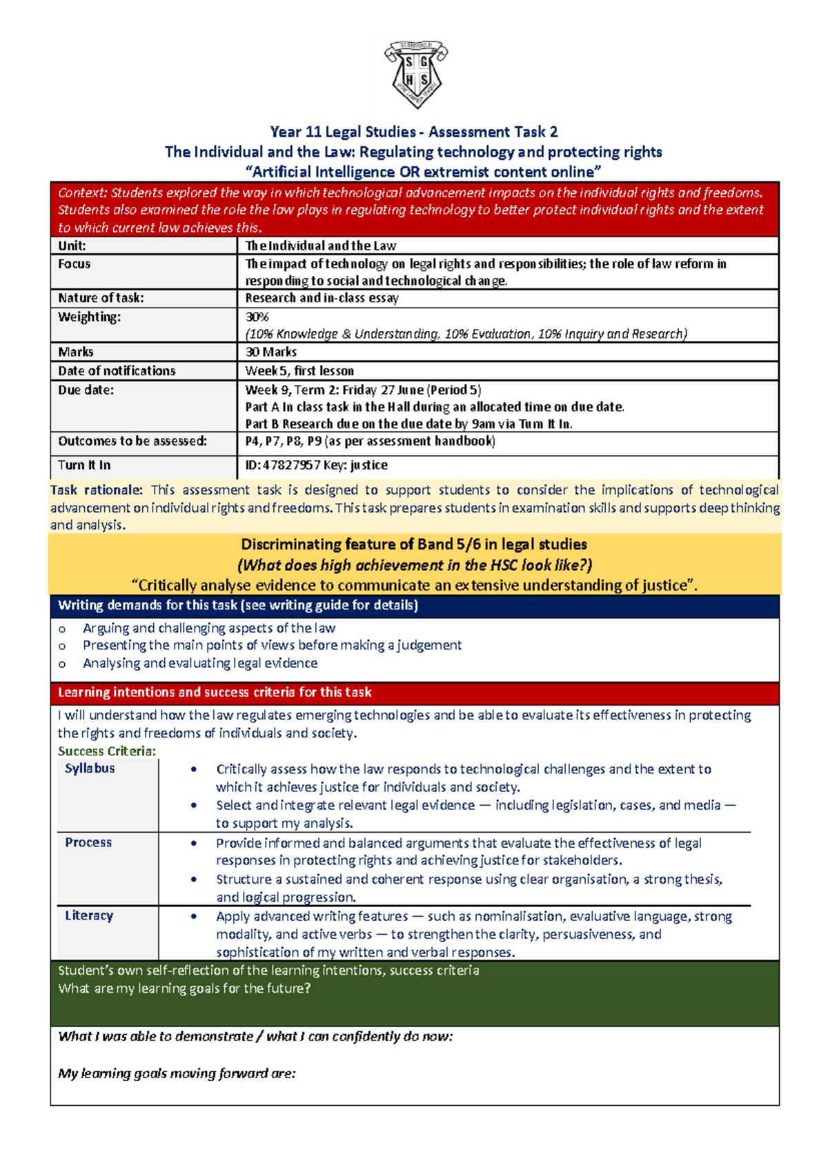 Year 11 Legal Studies Assessment Task 2: Regulating Technology & Rights ...