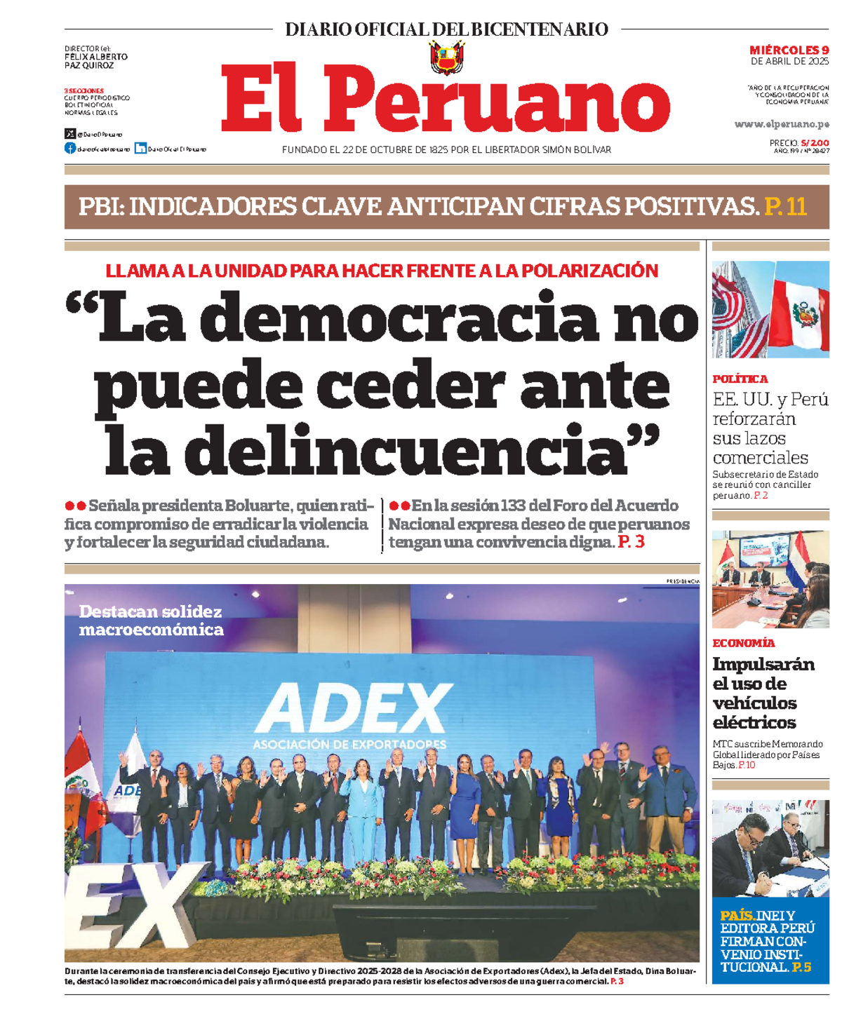 Boletín Oficial del Diario El Peruano - 9 de Abril de 2025 - Studocu