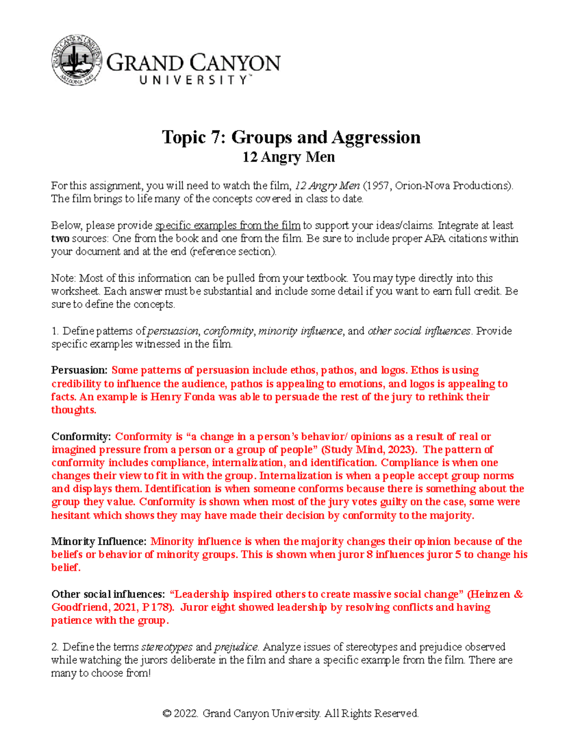 PSY-362-Twelve Angry Men - Topic 7: Groups and Aggression 12 Angry Men ...