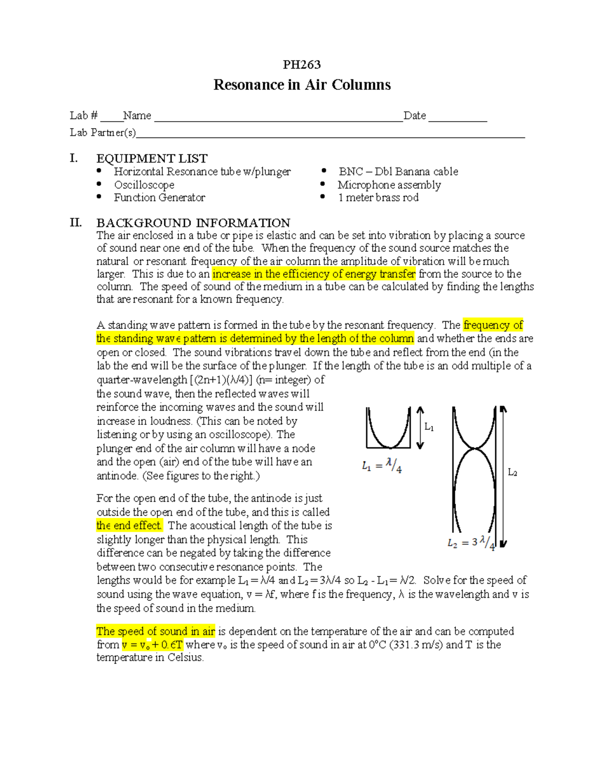 Lab 3 - Exploring Resonance in Air Columns: Procedures and Insights ...